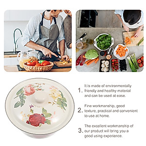 Hemoton 2 pcs Enamel Soup Bowl Vintage Enameled Basin Retro Enameled Bowl Lard Pot with Lid Enamel Mixing Bowl Enamelware Large Salad Serving Bowl Ramen Basin