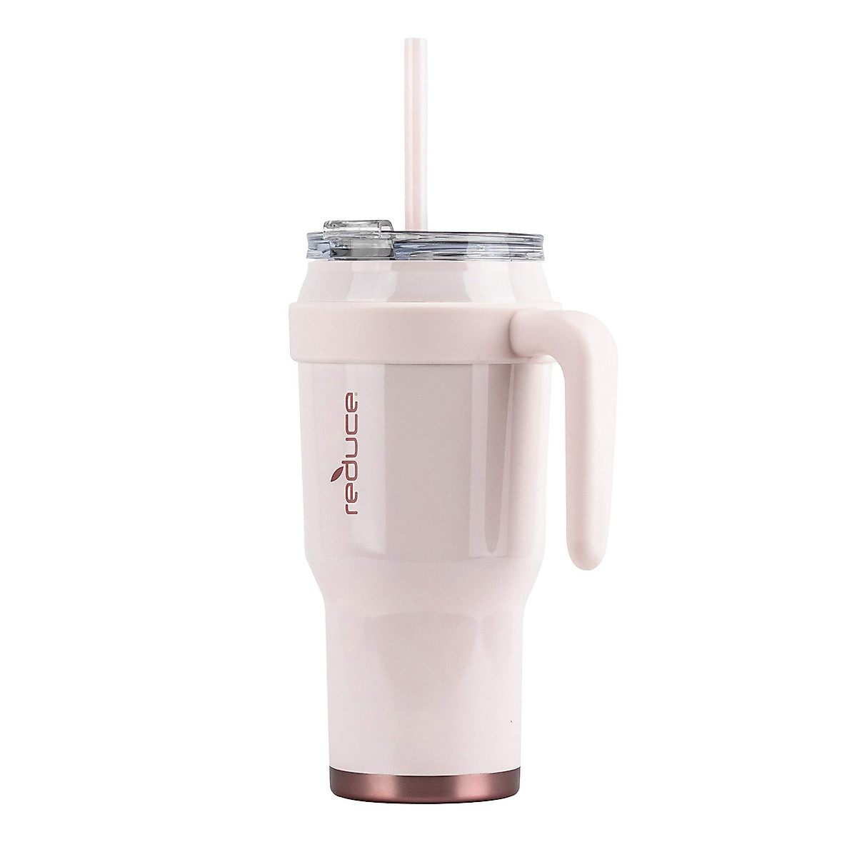 REDUCE 40 oz Tumbler with Handle and Straw, Stainless Steel with Sip-It-Your-Way Lid - Keeps Drinks Cold up to 34 Hours - Sweat Proof, Dishwasher Safe, BPA Free - Pink Cotton, Opaque Gloss