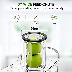 650W 3 Speeds Juicer Machines Vegetable and Fruit, Healnitor Centrifugal Juice Extractor with Big Mouth 3” Feed Chute, Easy to Clean, BPA-Free Compact Centrifugal Juice Maker, White