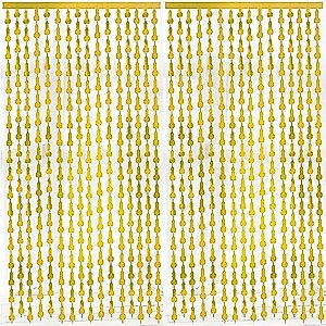 3 PCS Bachelorette Party Decorations Gold Fringe Curtains Photo Backdrop for Wedding Bachelorette Hen Party (Golden)