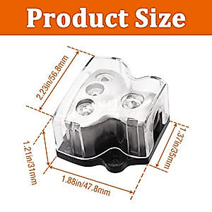 Seamaka 2PCS 3 Way Power Distribution Block,1x 0 Gauge in,3X 4 Gauge Out,Amp Distribution Connecting Block for Car Audio Splitter O-073-2PCS