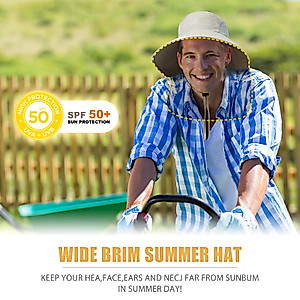 Outdoor Sun Hat for Men with 50+ UPF Protection Safari Cap Wide Brim Fishing Hat with Neck Flap, for Dad Army Green