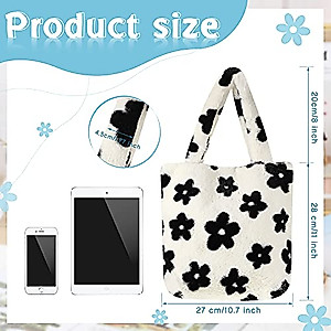Fluffy Underarm Bag Fluffy Shoulder Bag Furry Plush Underarm Handbag Faux Fur Flower Tote Bag for Ladies Girls Women (Small)