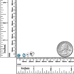 Gem Stone King Pure PT950 Platinum 950 Six Prong 5MM Round Gemstone Birthstone Stud Earrings for Women