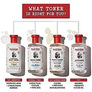 Thayers Milky Hydrating Face Toner with Snow Mushroom, Hyaluronic Acid and Elderflower, Dermatologist Recommended Gentle Alcohol Free Facial Skincare for Dry and Sensitive Skin, Paraben Free, 12 FL oz