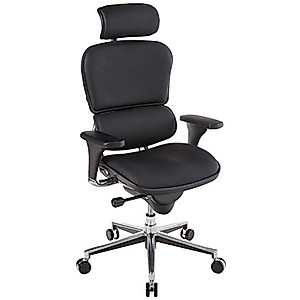 Ergohuman Ergonomic Executive Leather Chair, Black