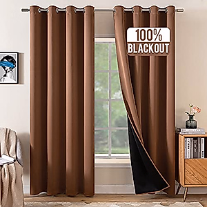 MIULEE 100% Blackout Curtains 84 inches Long Window Drapes for Living Room Darkening Light Blocking and Thermal Insulated for Full Shade Grommets Top 2 Panels Mocha