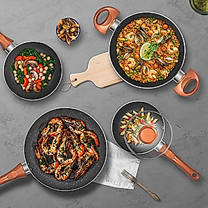 Kitchenware Pots & Pans Basic Kitchen Cookware Set (6-Piece), Nonstick Pots and Pans Set Non-Stick Coating,Multi-function Cookware Set Induction Bottom,Saucepan, Stock Pot, Frying Pan, Rose Gold