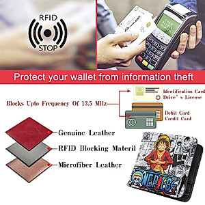 Toyuma Leather Minimalist Wallet, Cartoon Pattern, Bifold, Light, Slim, Red Boy, 4 Credit Card Slots, Coin Purses for Kids, Teens, Unisex