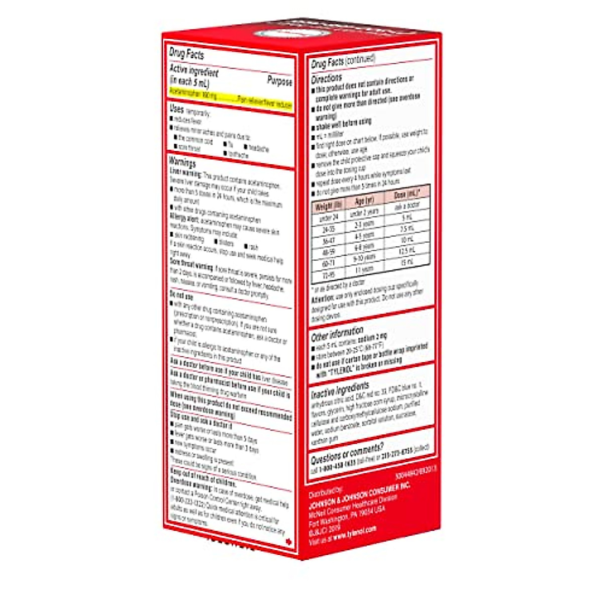 Tylenol Children's Pain + Fever Relief Cold Medicine, Acetaminophen, Grape, 4 fl. oz