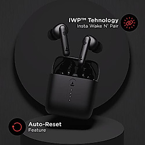 BOAT Airdopes 141 Bluetooth Truly Wireless in Ear Headphones with 42H Playtime,Low Latency Mode for Gaming, ENx Tech, IWP, IPX4 Water Resistance, Smooth Touch Controls (Bold Black)