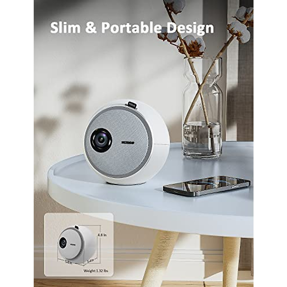 NexiGo Mini Portable Projector, for Cartoon, Kids Gift, 80 ANSI Lumen, Movie Projector, Native 720P Compatible with Full HD 1080P, up to 4K, HDMI, USB Interfaces (Pearl)