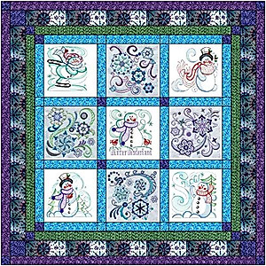 Quilt Kit Snowy Christmas Wonderland/Pre Cut Ready to Sew/Finished Embroidery