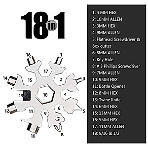 Stocking Stuffers for Men 18-in-1 Snowflake Multi Tool, Christmas Day Men Xmas Gifts Stainless Portable Steel Multi-Tool, Snowflake Bottle Opener Flat Phillips Screwdriver Kit Wrench Daily Tool