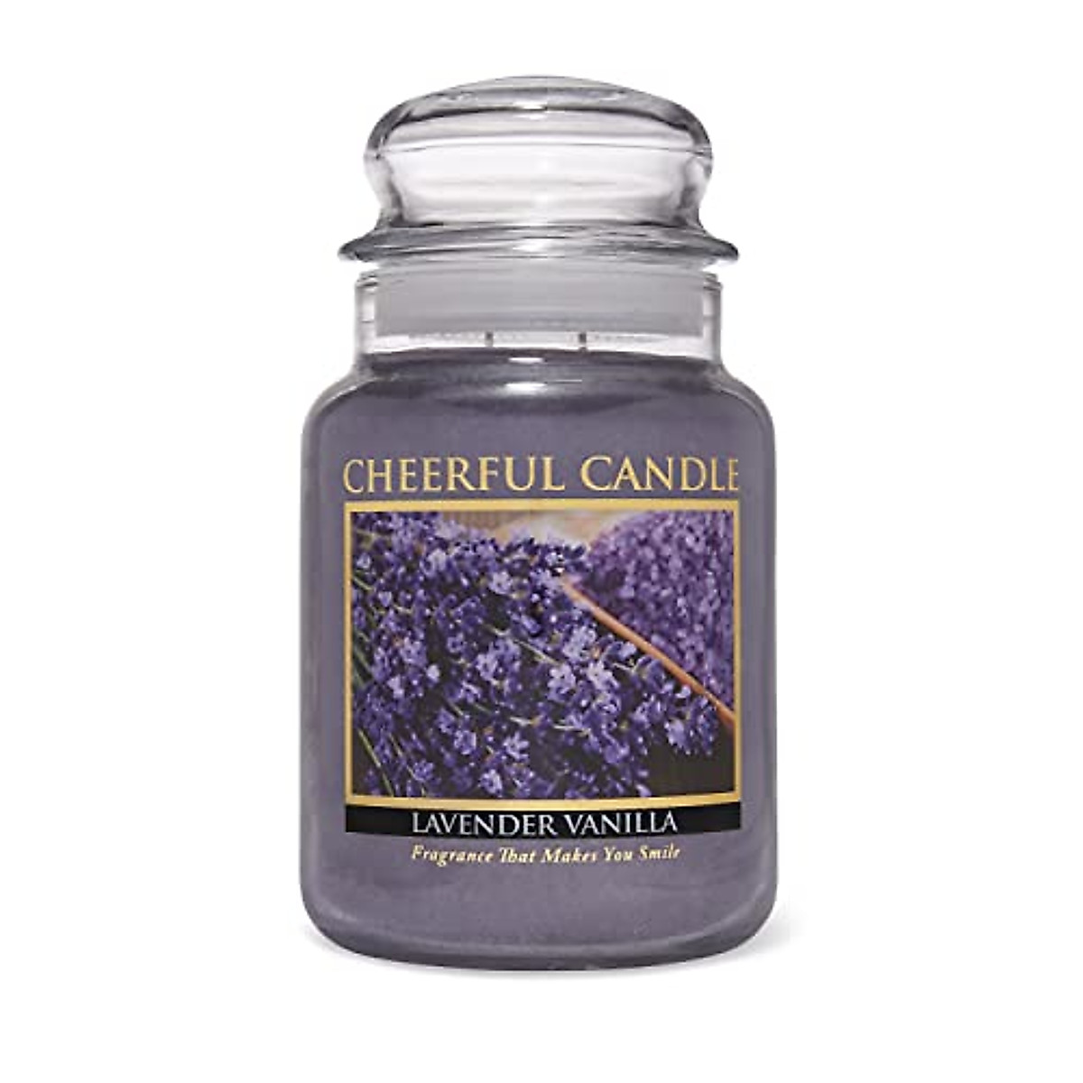 A Cheerful Giver - Lavender Vanilla Scented Glass Jar Candle (24 oz) with Lid & True to Life Fragrance Made in USA
