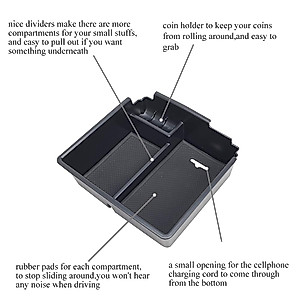 Vesul Compatible with Ford Ranger 2019 2020 2021 2022 2023 Accessories Center Console Organizer Storage Tray Armrest Secondary Box ABS Tray Insert Interior Organizer Glove Pallet