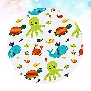 NUOBESTY Splat Mat for Under High Chair Round Undersea World Washable Waterproof Spill Mat Anti-Slip Floor Protector Table Cloth Cover Seat Pad Cushion 130CM