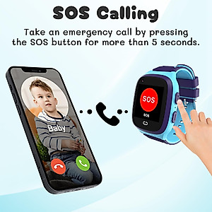 Spodus Smart Watch for Kids with GPS Tracker Cell Phone Watch for Boys 5-12, Tracking Watch Boys with One-Key SOS Call Voice Chat Sleep Monitor Step Counter Alarm for Kids (Including SIM Card)