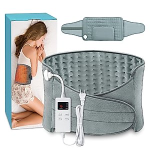Heating Pad for Back Pain Relief Electric Heating Pad Wrap for Period Cramps Lower Back Neck Shoulders Pain Relief 6-Hour Auto Shut Off 12x24 Heated Pad + 20" Belt Adjustable 4 Timer & 6 Heat Level