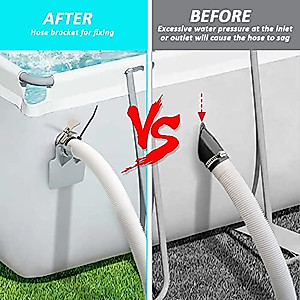 [4PCS]Swimming Pool Pipe Holders,Above Ground Swimming Pool Hose Support Brackets,Stainless Steel Hose Clamps for Anti Puncture,Be used for Anti Tear Preventing Pipes Sagging Accessory—grey