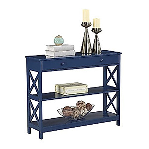 Convenience Concepts Oxford 1 Drawer Console Table with Shelves, Cobalt Blue