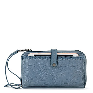 The Sak Iris Smartphone Crossbody Purse - Women's Cellphone Bag & Wallet For Everyday - Convertible Wristlet With Zipper in Maritime Wave Embossed/Leather