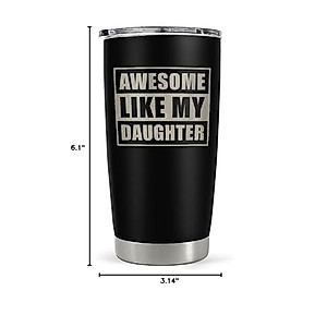 SANDJEST Gift from Daughter to Dad - 20oz Tumbler with Lid for Father - Insulated Stainless Steel Mug - Funny Coffee Mug for Outdoor Travel Sport Office, Gifts for Birthday Father’s Day