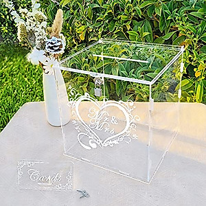 Jolik Acrylic Wedding Card Box with Lock Wedding Gift Card Box, Large Clear DIY Card Box Wedding Money Box for Wedding Birthday Baby Shower Anniversary