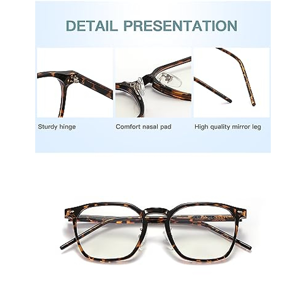 Baililai Blue Light Blocking Glasses - Lightweight Eyeglasses with Blue Ray Filtering for Computer Gaming (17131) (tortoiseshell-C7)
