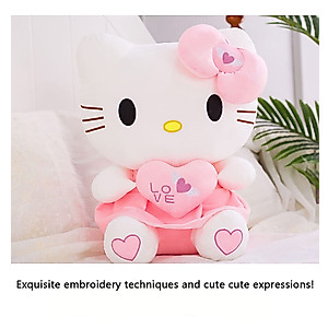 ATCEEN Plush Cat Toys Baby Girls Dolls Kitten Stuffed Animals Cat Toys Kawaii Plush Pink Pillow Soft 3D Doll Toys Fluffy Hugging Pillow Gift for Kids and Fans,Heart a,11.8in