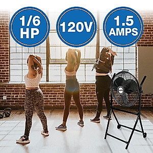Air King 9219 18-Inch Industrial Grade High Velocity Roll-About Stand with Fan,Black