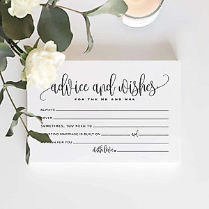 Confetti Advice and Wishes for The Mr and Mrs (50 Cards) Marriage Advice Cards, Wedding, Bride, Groom, Bridal Shower, Fill in The Blank, Minimalist