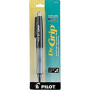 Dr. Grip Retractable Ballpoint Pen, Black Ink, 1mm (3 Pack)