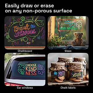 ARTISTRO Liquid Chalk Markers Pre-Activated, Liquid Chalk Markers Erasable Chalk Markers for Glass or First Day of School Sign, Chalkboard Markers with White Chalk for Kids & Adults (Fine Tip, 12)