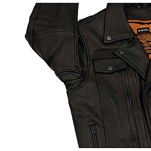 Milwaukee Leather LKM1760 Men's Black Leather Motorcycle Riders Jacket w/Multi-Utility Pockets - X-Large