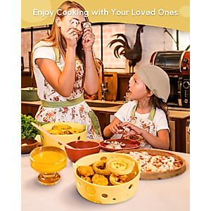 Miniqua Air Fryer Silicone Liners, Reusable Silicone Air Fryer Basket Bowl for 3-5 QT, Food-Grade Silicone Round Air Fryer Liners, Non-stick Silicone Pot Accessories, Yellow(6.8in)