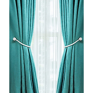 OySeyFo 8 Pack Magnetic Curtain Tiebacks, Drapery Holdbacks with Upgraded Magnet Convenient Drape Tie Backs European Style Decorative Curtain Ties for Home&Office Window Draperies(White)