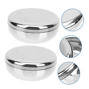 GANAZONO 2 Sets Stainless Steel Rice Bowl Japanese Soup Bowl Soup Bowl with Lid Sauce Container with Lid Insulated Soup Bowls Steel Salad Dish Food Serving Bowl Set Food Containers Eat Bowl