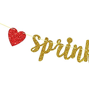 Dill-Dall Gold Glitter Sprinkled With Love Banner, Baby Shower Decorations, Baby Gender Reveal Party Supplies