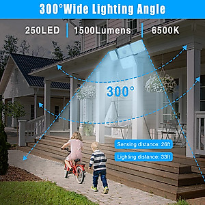 Solar Lights Outdoor, 250 LED 2500LM Security Motion Sensor Flood Light with 4 Adjustable Heads, IP67 Waterproof, 3 Modes & 300° Wide Angle Smart Outside Wall Light for Garden Pathway Garage, 2 Pack
