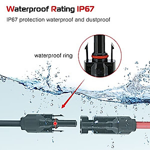 Solar Panel Extension Cable 10 Gauge 10 AWG 5 Feet Black + 5 Feet Red Solar Panel Extension Cable Wire Solar Connectors