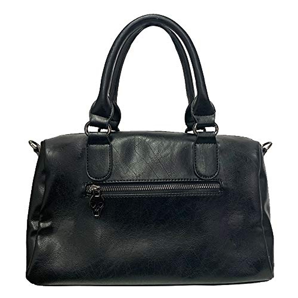 FiveloveTwo Women Skull Chain Handbag and Purse Gothic Rivet Tote Satchel Shoulder Bag Black