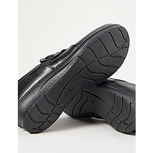 Clarks Women's Hope Roxanne Loafer, Black Leather, 9.5 W US