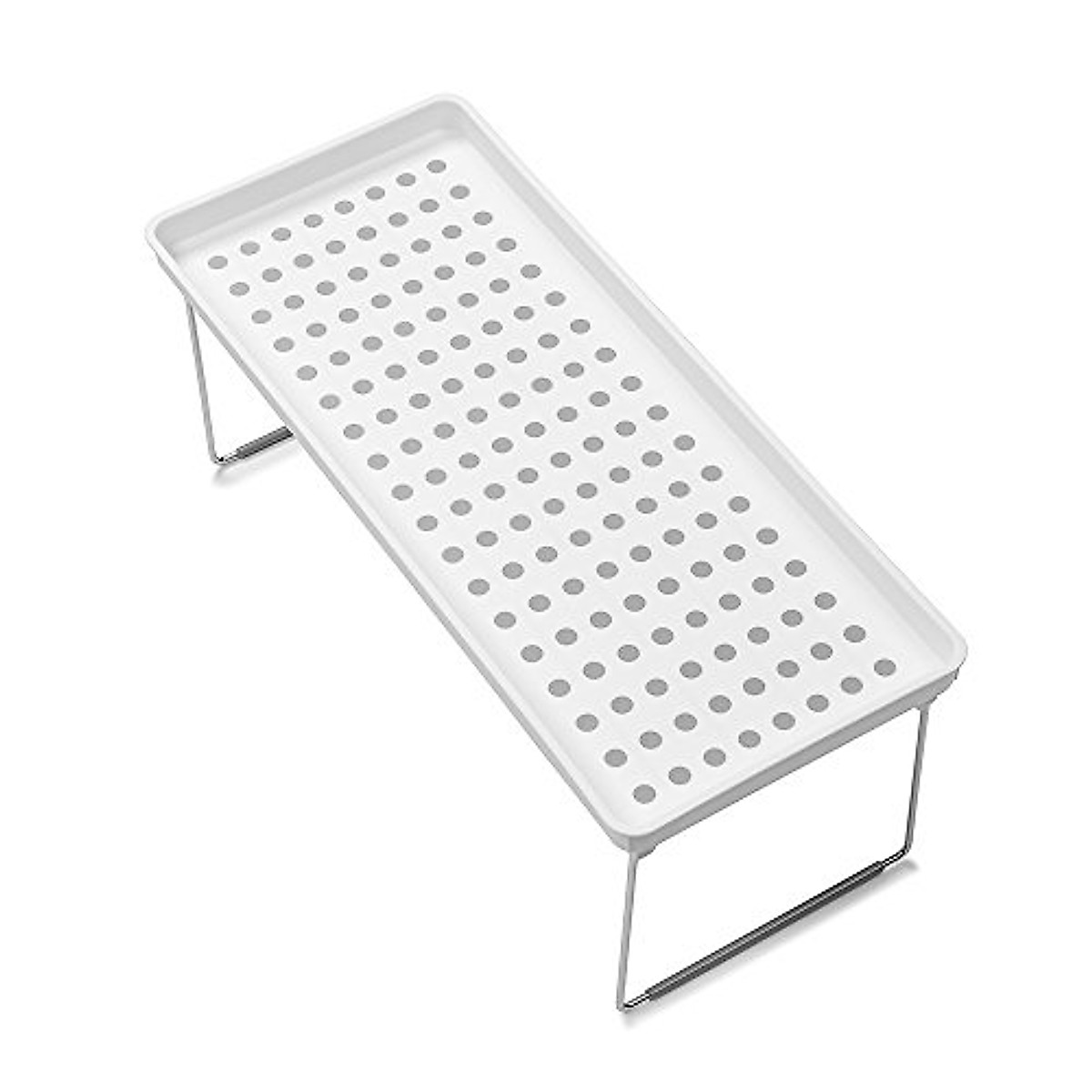 madesmart Large Stacking Shelf - Clear | CABINET COLLECTION | Organizer for Cabinet or Counter | Collapsible Legs for Storage | Non-slip Rubber Feet | BPA Free