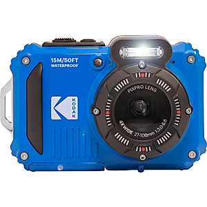 Kodak PIXPRO WPZ2 Rugged Waterproof Shockproof Digital Camera 16MP 4X Optical Zoom 1080P Full HD Video, 2.7" LCD (Blue), 32GB SD Card, Black Compact Camera Case, Floating Strap, Bundle (7 Items)