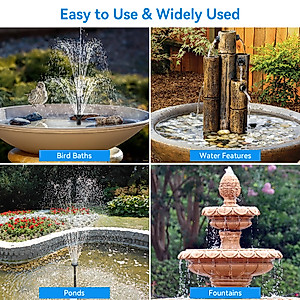 POPOSOAP Solar Fountain Pump with 3000mAh Battery Backup, 8W Solar Powered Bird Bath Fountain with Dry-run Protection & Double-layer Nozzles 5Ft Tubing for Pond, Bird Bath, Backyard Water Feature