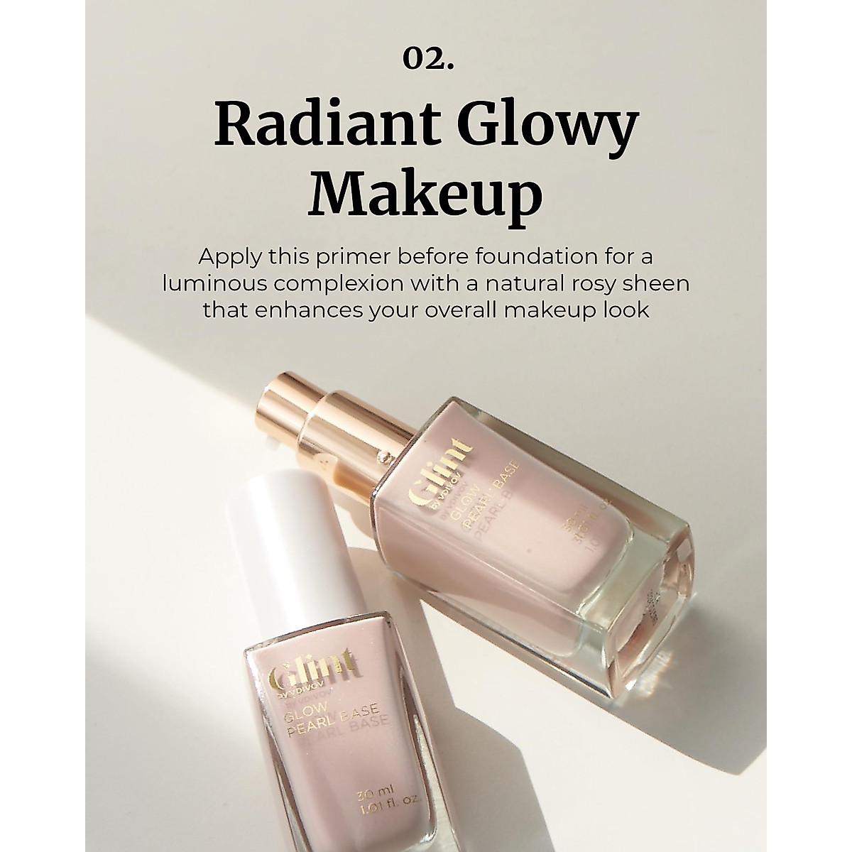 GLINT Glow Pearl Base (30 ml/1.01 fl oz) Moisturizing Foundation Primer with a Radiant Champagne Pink Glow for a Natural, Luminous Complexion | Korean Skincare