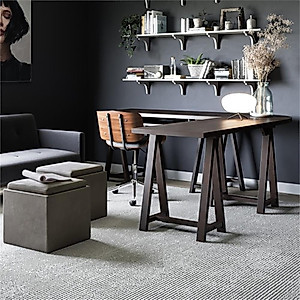 SIMPLIHOME Rockwood 18 inch Wide Contemporary Square Cube Storage Ottoman with Tray in Distressed Slate Grey Vegan Faux Leather, Assembled, for the Living Room, Entryway and Family Room