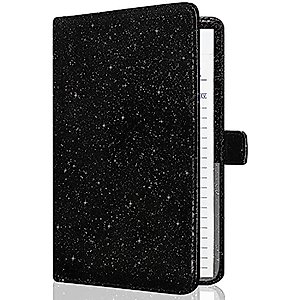 Server Books for Waitress - Leather Waiter Book Server Wallet Cute Waitress Book&Waitstaff Organizer, Waitress Book with Money Pocket&Magnetic Closure Fit Server Apron, Glitter Black