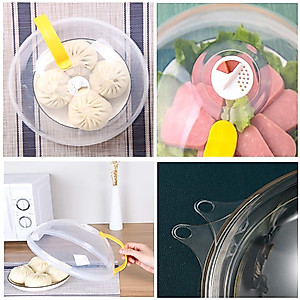 2 Pack Large Microwave Splatter Cover, Transparent Cover, Microwave Plate Cover Lid with Handle and Adjustable Steam Vents Holes Keeps Microwave Oven Clean